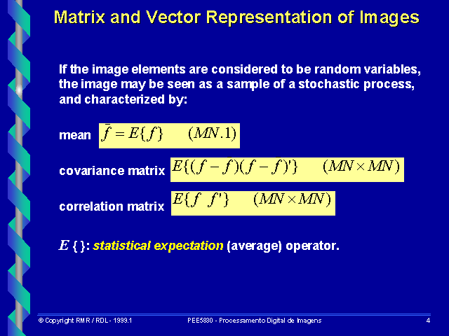 Matrix and Vector Representation of Images