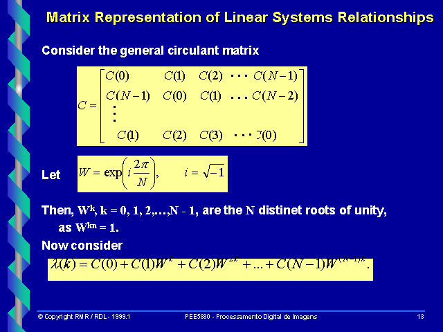 Matrix Representation of Linear Systems Relationships